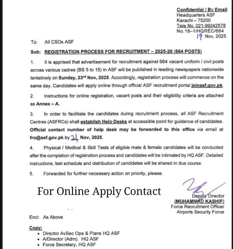 ASF Jobs 2026 – 664 Vacancies Announced (ASI 94 & Corporal 499) – Apply ...